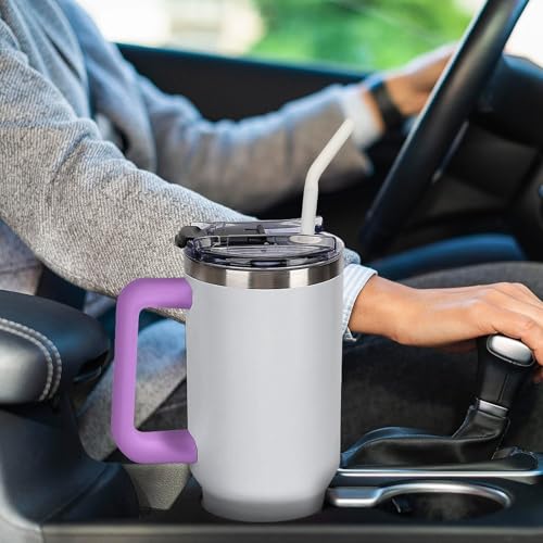 Cute Pizza Insulated Tumbler with Lid And Straw Stainless Steel Travel Coffee Mug 40oz Violet-style