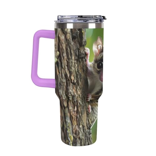 Australia Cute Sugar Glider Insulated Tumbler with Lid And Straw Stainless Steel Travel Coffee Mug 40oz Violet-style