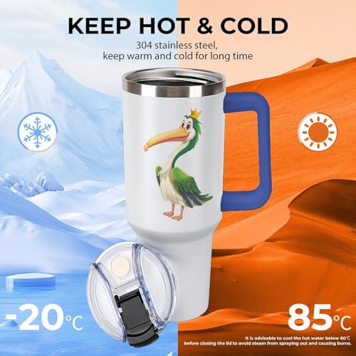 King Pelican Insulated Tumbler with Lid And Straw Stainless Steel Travel Coffee Mug 40oz Deep Blue-style
