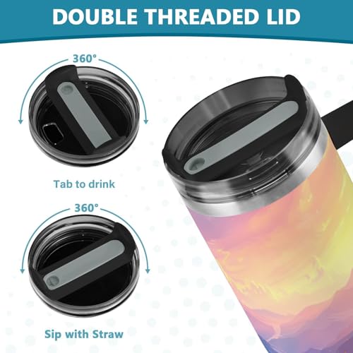 FRCSDIY Beauty Garden Insulated Tumbler with Handle and Straw Lid,40oz Leakproof Stainless Steel Cup BPA-Free Water Bottle