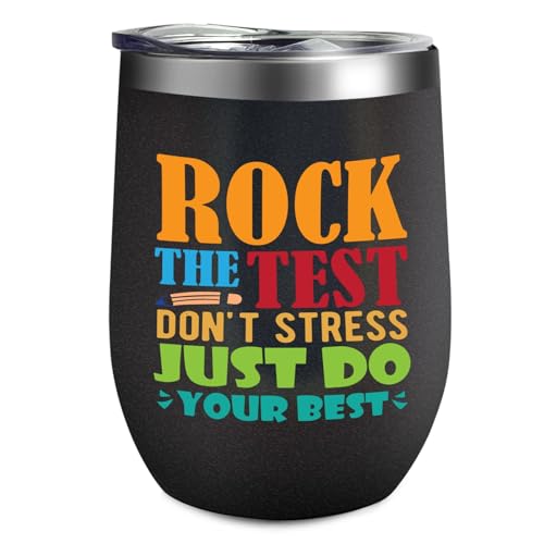 Rock The Tests Don't Stress Just Do Your Bests Travel Cup with Straw and Lid Aesthetic Mugs Design Gifts Girlfriend