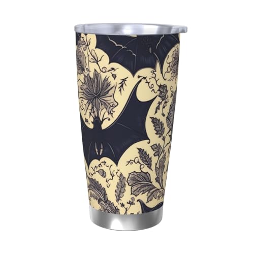 Bat Print Tumbler with Lid and Straw 20oz Stainless Steel Car Cup for Hot and Cold Drinks, Double Wall Insulated Travel Coffee Mug Reusable Drink Thermos Cup Birthday Gifts