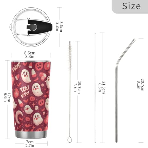 Cartoon Cute Pink Halloween Pumpkin Unique Stainless Steel vacuum insulated water bottle with Straw Leak Resistant Flip coffee mugs for camping modern insulated tumbler vasos para agua gym 20oz