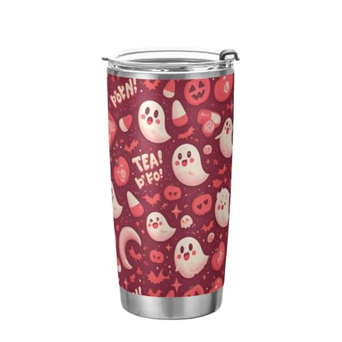 Cartoon Cute Pink Halloween Pumpkin Unique Stainless Steel vacuum insulated water bottle with Straw Leak Resistant Flip coffee mugs for camping modern insulated tumbler vasos para agua gym 20oz