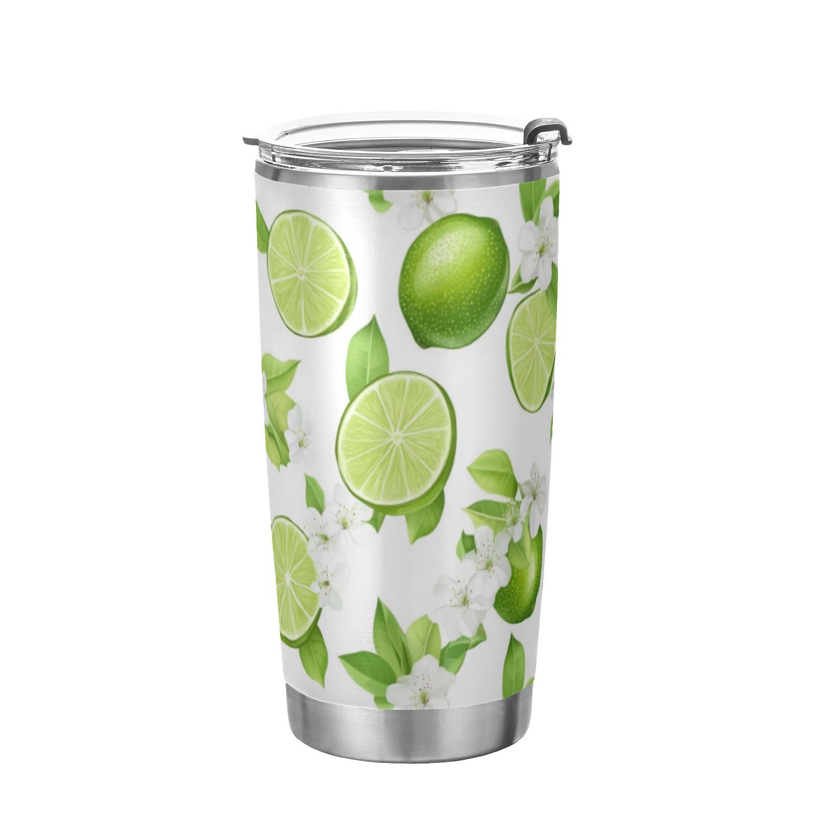 Amooorous Green Lemon Stainless Steel thermal cups with Lid and Straw hot coffee travel mug for gym simply vacuum insulated tumbler with lid botellas para agua termica 20oz