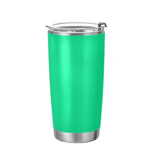 Amooorous Medium Spring Green Solid Color Pure Plain Stainless Steel insulated water bottle for home with Lid and Straw coffee travel mug 20oz for Water, Iced Tea or Coffee simply flip straw tumbler
