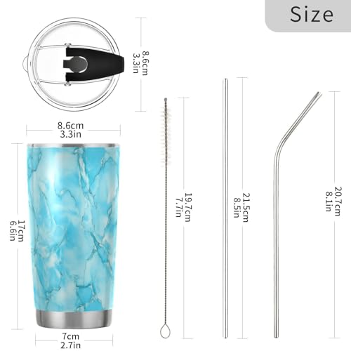 Blue-green Irregular Marble Texture Stainless Steel insulated water bottle with straw with Lid and Straw coffee mug for men for Home, Office or Car portable tumblers with lids and straws vaso