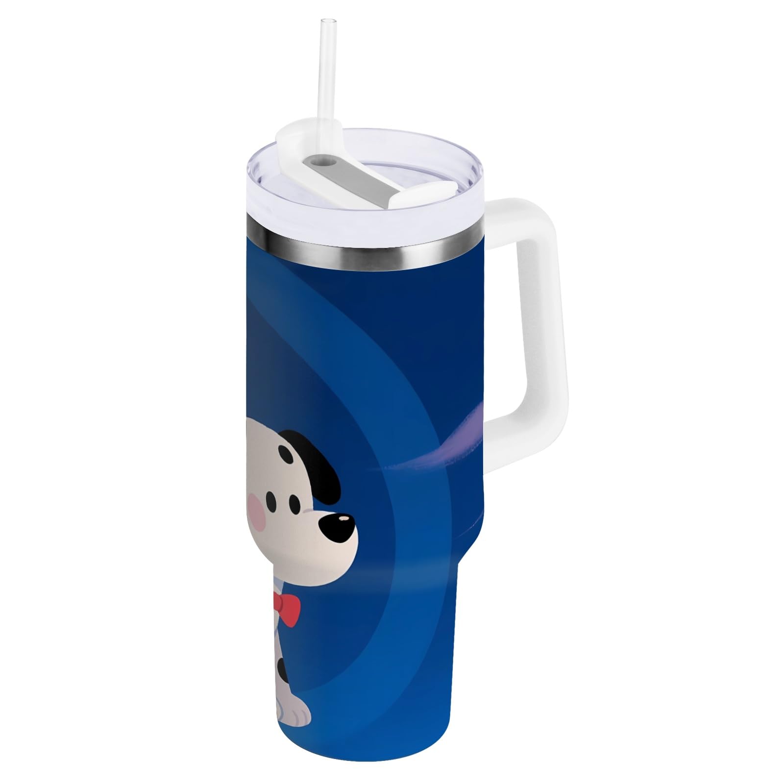 Nexawaveo Stainless Steel Tumbler with Handle and Straw Charming Puppy Bluesky Fits in Standard Cup Holder Iced Coffee Cups for Smoothie Cocktail Beer Soda Fruit Juice