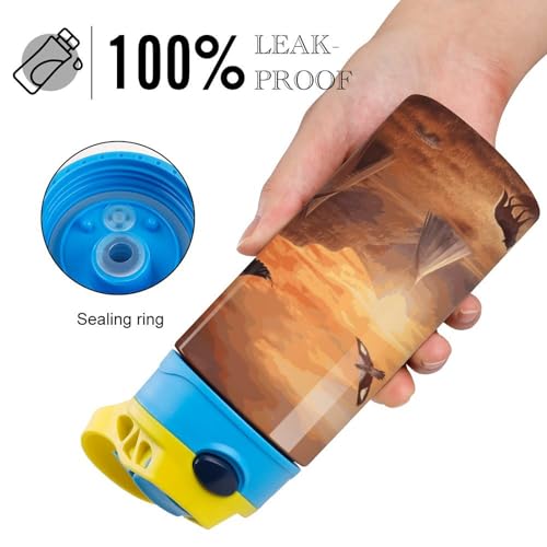 Stainless Steel Water Bottles Native American Tribes Travel Water Cups with Handle And Silicone Straw Drinking Cup with Leak Proof Lid Thermo Travel Mug for Women Men
