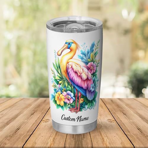 Roseate Spoonbill Gifts, Personalized Tumbler with Roseate Spoonbill Animal’s Name – Custom Cup for Animal Lovers, Gift for Women, Men, Boys, Girls, Gift for Birthdays & Christmas YHYf08
