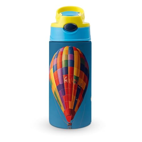 Stainless Steel Water Bottles Hot Air Balloons Travel Water Cups with Handle And Silicone Straw Drinking Cup with Leak Proof Lid Thermo Travel Mug for Women Men