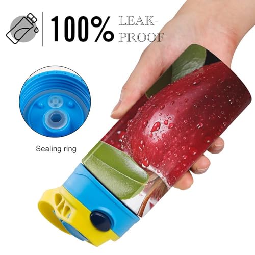 Stainless Steel Water Bottles Red Apple Fruit Travel Water Cups with Handle And Silicone Straw Drinking Cup with Leak Proof Lid Thermo Travel Mug for Women Men