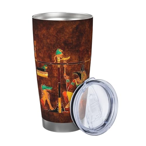 Anubis Egyptian God Hieroglyphs 20 Oz Travel Cup, Double Stainless Steel Cup Insulated Keeps Drinks Cold - Suitable For Outdoor Activities