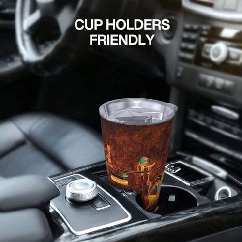 Anubis Egyptian God Hieroglyphs 20 Oz Travel Cup, Double Stainless Steel Cup Insulated Keeps Drinks Cold - Suitable For Outdoor Activities