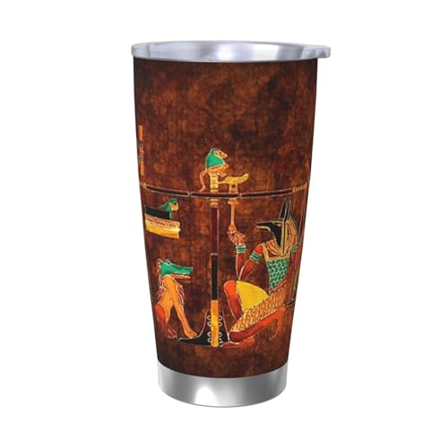 Anubis Egyptian God Hieroglyphs 20 Oz Travel Cup, Double Stainless Steel Cup Insulated Keeps Drinks Cold - Suitable For Outdoor Activities