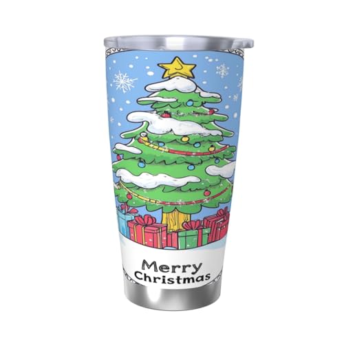 AYCZN Xmas 20 OZ Tumbler Stainless Steel Travel Coffee Mug, Christmas Tree Insulated Water Bottle with Lid and 2 StrawsLeakproof Thermal Cup