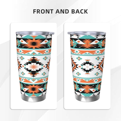AYCZN Boho Aztec 20 OZ Tumbler Stainless Steel Travel Coffee Mug, Ethnic Geometric Insulated Water Bottle with Lid Leakproof Thermal Cup