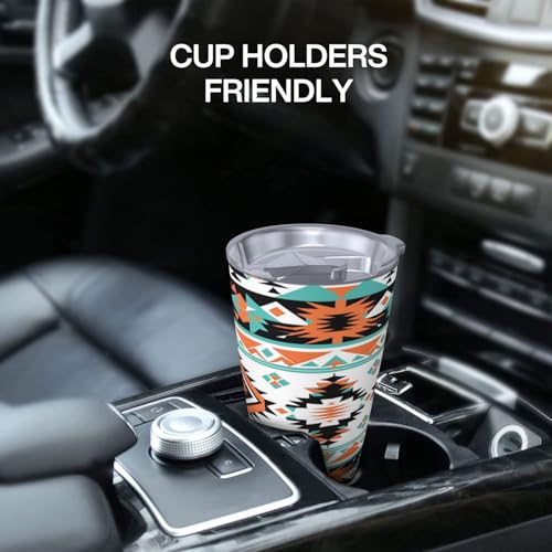 AYCZN Boho Aztec 20 OZ Tumbler Stainless Steel Travel Coffee Mug, Ethnic Geometric Insulated Water Bottle with Lid Leakproof Thermal Cup