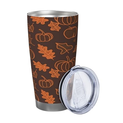 AYCZN Autumn Maple Leaves 20 OZ Tumbler Stainless Steel Travel Coffee Mug, Fall Pumpkin Insulated Water Bottle with Lid Leakproof Thermal Cup