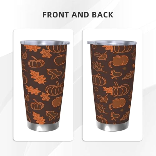 AYCZN Autumn Maple Leaves 20 OZ Tumbler Stainless Steel Travel Coffee Mug, Fall Pumpkin Insulated Water Bottle with Lid Leakproof Thermal Cup