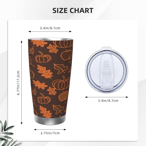AYCZN Autumn Maple Leaves 20 OZ Tumbler Stainless Steel Travel Coffee Mug, Fall Pumpkin Insulated Water Bottle with Lid Leakproof Thermal Cup