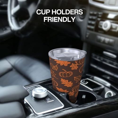 AYCZN Autumn Maple Leaves 20 OZ Tumbler Stainless Steel Travel Coffee Mug, Fall Pumpkin Insulated Water Bottle with Lid Leakproof Thermal Cup
