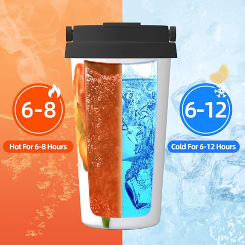 Insulated Coffee Mug Gold Rose Floral 17oz Double Wall Vacuum Stainless Steel Tumbler With Leak-Proof Lid And Handle, Cute Travel Thermos Mug For Cold Hot Drinks