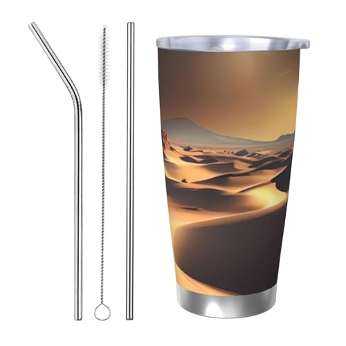 Sahara Desert Tumbler with Lid and Straw 20oz Stainless Steel Car Cup for Hot and Cold Drinks, Double Wall Insulated Travel Coffee Mug Reusable Drink Thermos Cup Birthday Gifts
