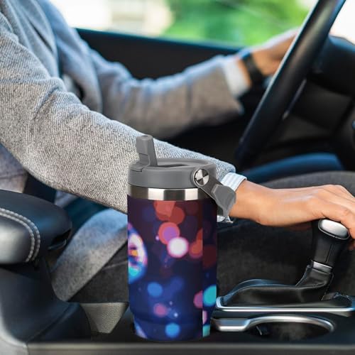 30oz Stainless Steel Insulated Tumbler with Flip Lid & Straw, Leakproof Travel Mug for Car, DNA Genetic Helix Double Wall Vacuum Thermal Coffee Cup with Handle, Spill-Proof Design for Hot/Cold Drinks