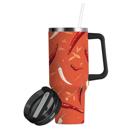 linqin Retro Peppers Vacuum Insulated Tumbler with Lid and Straw 30 oz Kids Water Bottles Reusable Travel Tea Mug for School, Daycare, Camp