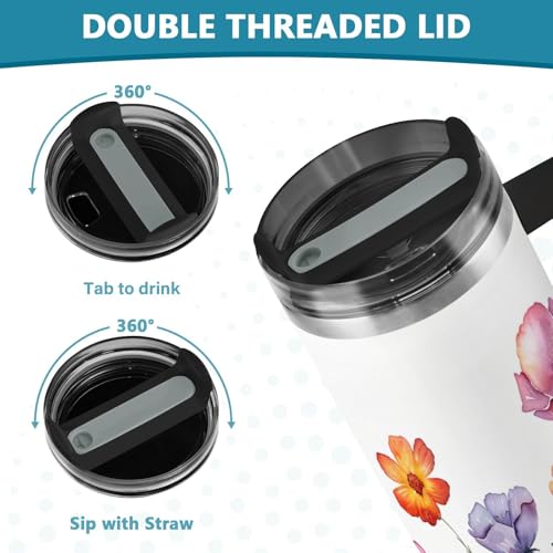 FRCSDIY Cartoon Planet Insulated Tumbler with Handle and Straw Lid,30oz Leakproof Stainless Steel Cup BPA-Free Water Bottle