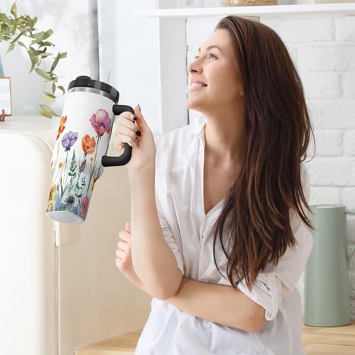 FRCSDIY Cartoon Planet Insulated Tumbler with Handle and Straw Lid,30oz Leakproof Stainless Steel Cup BPA-Free Water Bottle