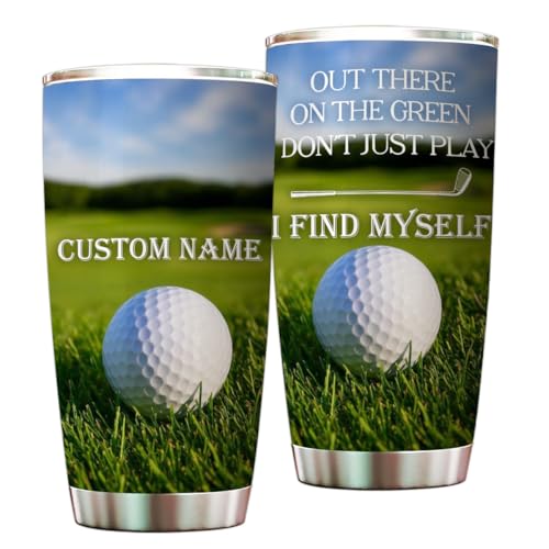 Personalized Golf Tumblers Gift for Golfer, Custom Golf Gifts for Dad Mom, 20oz Tumbler Stainless Steel Gifts for Father (01)