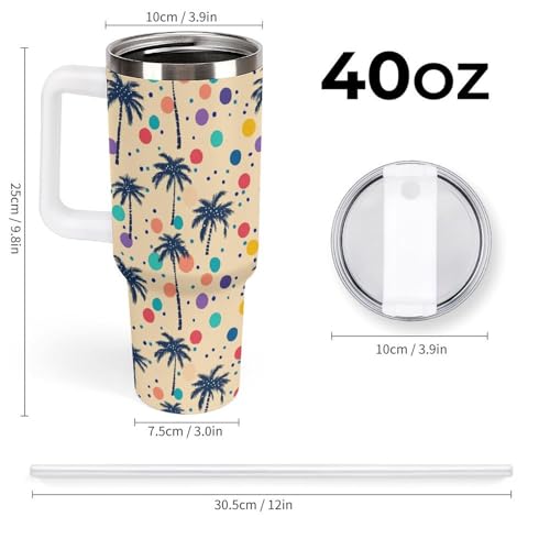Coconut Trees-tropical Tumbler with Handle Travel Mug Water Bottle Tea Coffee Cup White-style