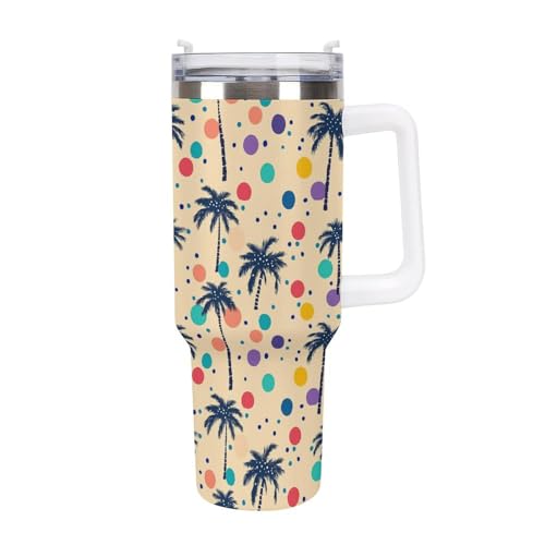 Coconut Trees-tropical Tumbler with Handle Travel Mug Water Bottle Tea Coffee Cup White-style