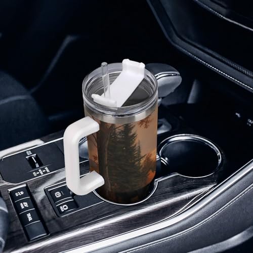 Bear Lake Lodge Duck Tumbler with Handle Travel Mug Water Bottle Tea Coffee Cup White-style