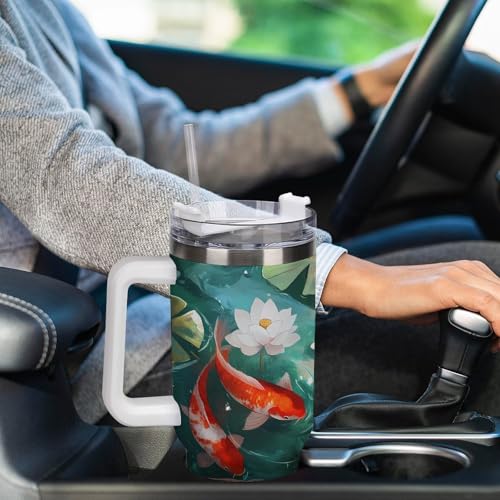 Japanese Fish Tumbler with Handle Travel Mug Water Bottle Tea Coffee Cup White-style
