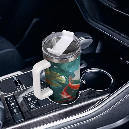 Japanese Fish Tumbler with Handle Travel Mug Water Bottle Tea Coffee Cup White-style