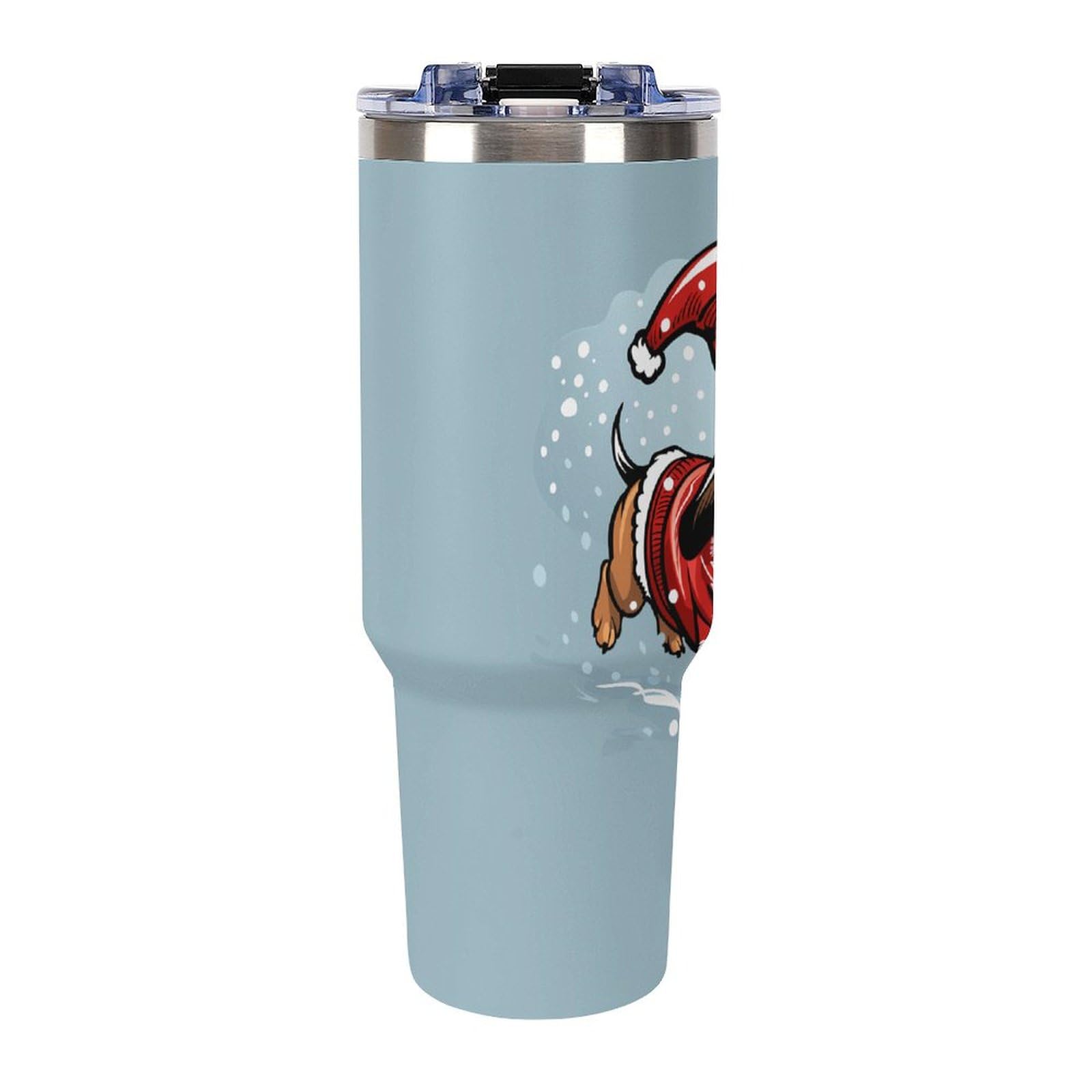 Dachshund Christmas Santa Hat 40 Oz Tumbler Insulated Stainless Steel Water Bottle Travel Mug Car Cup with Handle And Straw