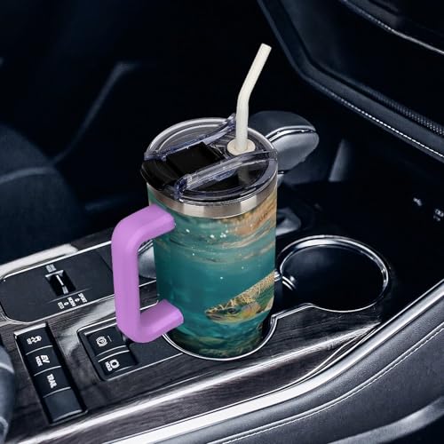 Trout 40 Oz Tumbler Insulated Stainless Steel Water Bottle Travel Mug Car Cup with Handle And Straw