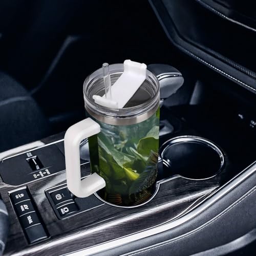 Bass Fish Print Tumbler with Handle Travel Mug Water Bottle Tea Coffee Cup White-style