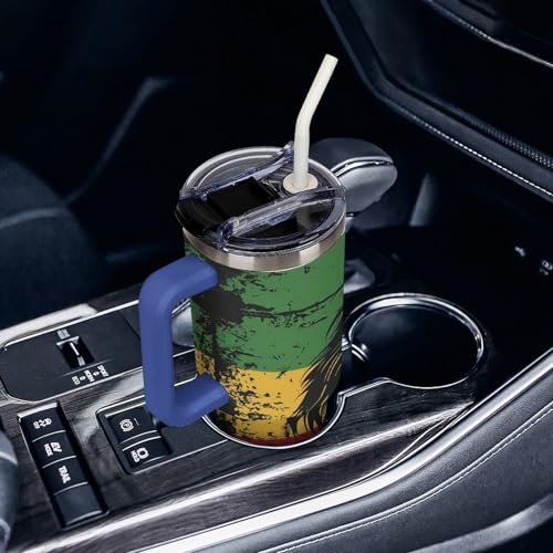 Lion Reggae Jamaica 40 Oz Tumbler Insulated Stainless Steel Water Bottle Travel Mug Car Cup with Handle And Straw