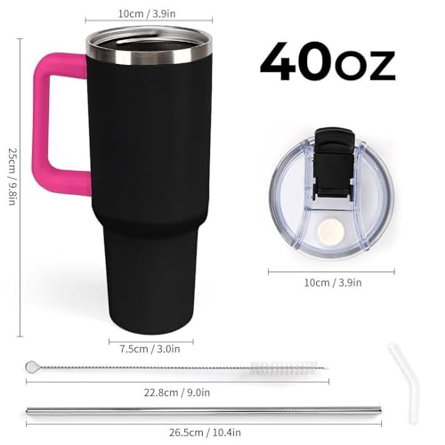 Plaid Moose Lumberjack Red Black 40 Oz Tumbler Insulated Stainless Steel Water Bottle Travel Mug Car Cup with Handle And Straw