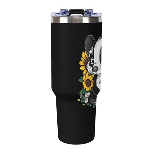 Skunk Sunflowers 40 Oz Tumbler Insulated Stainless Steel Water Bottle Travel Mug Car Cup with Handle And Straw