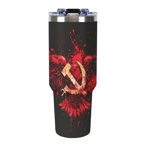 Russia Hammer Flags Hook Ussr Sickle 40 Oz Tumbler Insulated Stainless Steel Water Bottle Travel Mug Car Cup with Handle And Straw