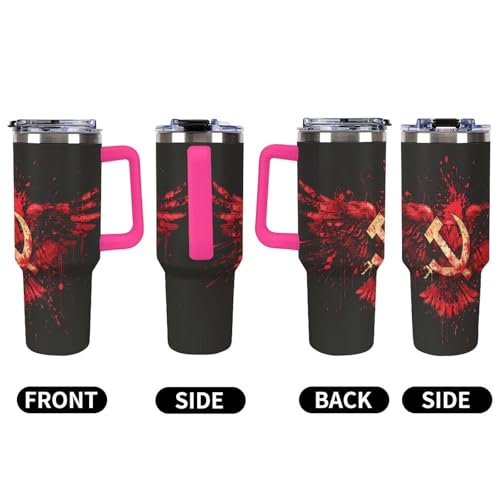 Russia Hammer Flags Hook Ussr Sickle 40 Oz Tumbler Insulated Stainless Steel Water Bottle Travel Mug Car Cup with Handle And Straw