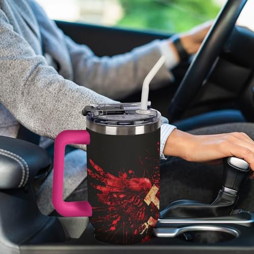 Russia Hammer Flags Hook Ussr Sickle 40 Oz Tumbler Insulated Stainless Steel Water Bottle Travel Mug Car Cup with Handle And Straw