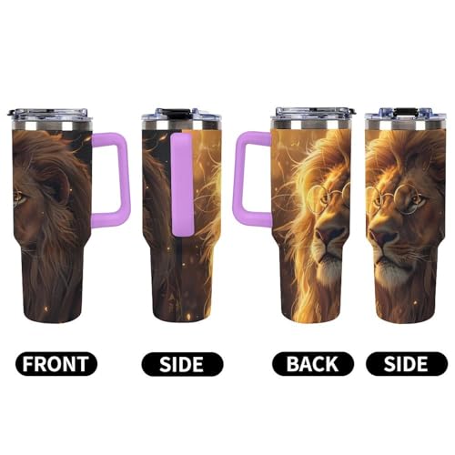 Cool Kings Lion Paninting 40 Oz Tumbler Insulated Stainless Steel Water Bottle Travel Mug Car Cup with Handle And Straw
