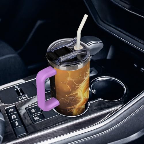 Cool Kings Lion Paninting 40 Oz Tumbler Insulated Stainless Steel Water Bottle Travel Mug Car Cup with Handle And Straw