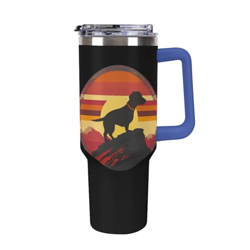 Dachshund Vintage 40 Oz Tumbler Insulated Stainless Steel Water Bottle Travel Mug Car Cup with Handle And Straw
